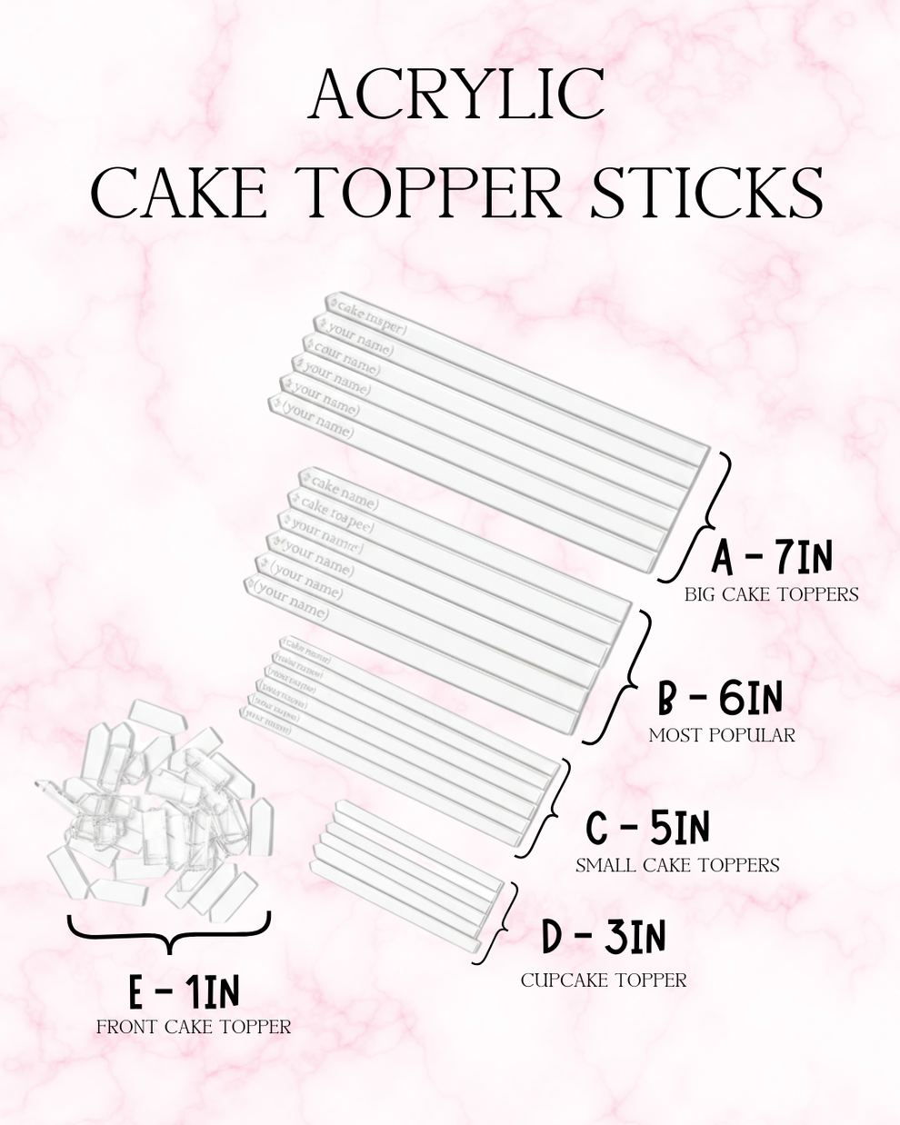Custom Acrylic Cake Topper Sticks – Creations Nani LLC